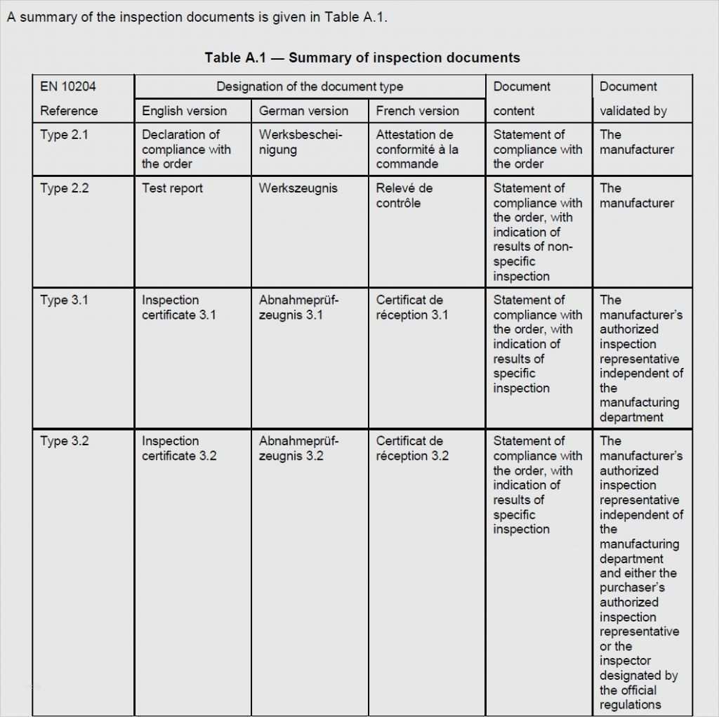 29 Schön Din En 10204 Abnahmeprüfzeugnis 3.1 Vorlage Vorräte ...